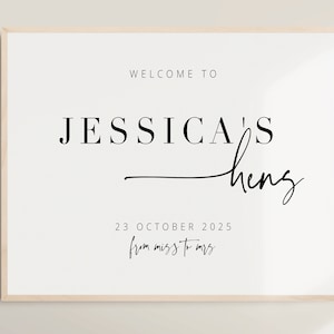 BRIBIE Modern Hens Night Welcome Sign Template, Minimal Hen Party ...