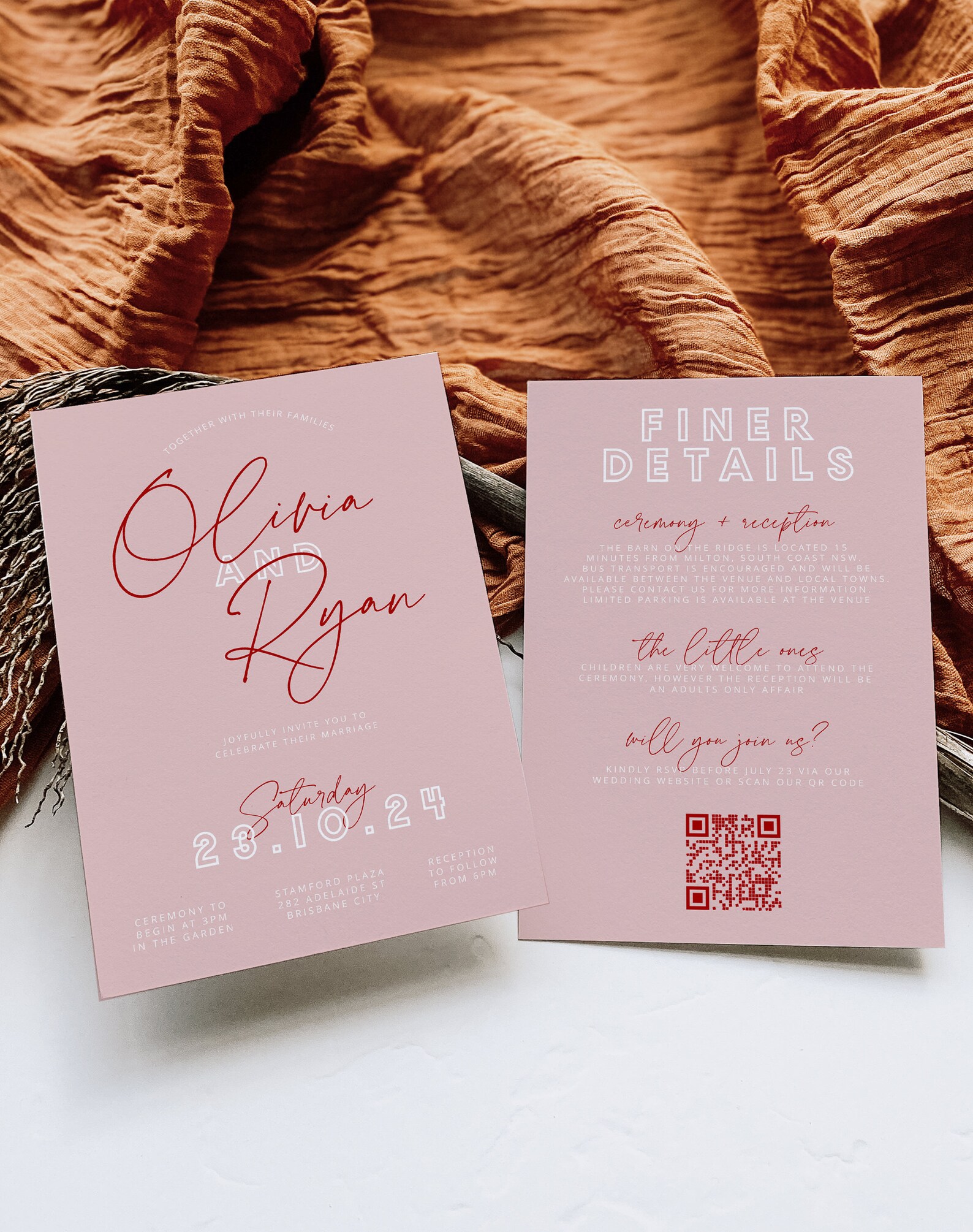 BRODY Pink Wedding Invitation Template Printable Invitation - Etsy