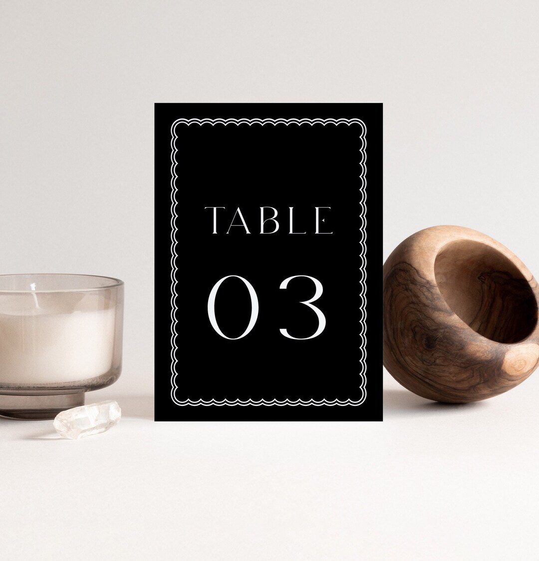 BELLA Modern Black Wedding Table Number Template, Reception Table ...