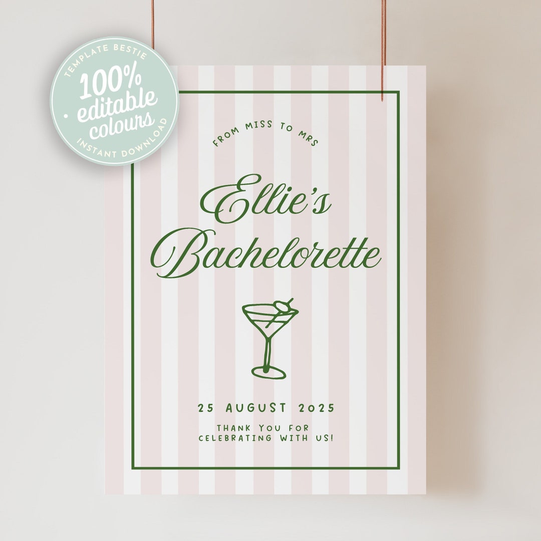 ROMY Editable Bachelorette Welcome Sign Template, Hamptons Coastal ...