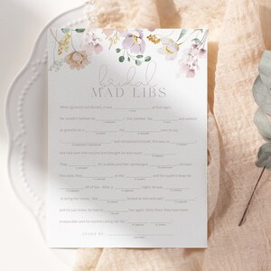 RUBY Mad Libs Game, Bridal Shower Game Template, Floral Garden Bridal ...