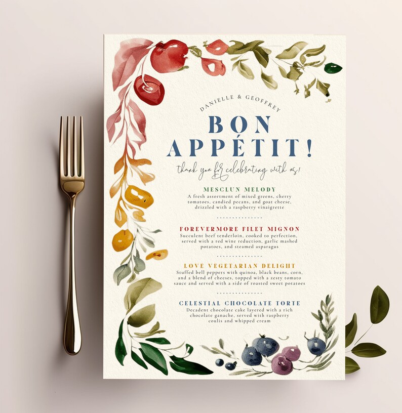 Editable Italian Style Wedding Menu Template Instant - Etsy Australia