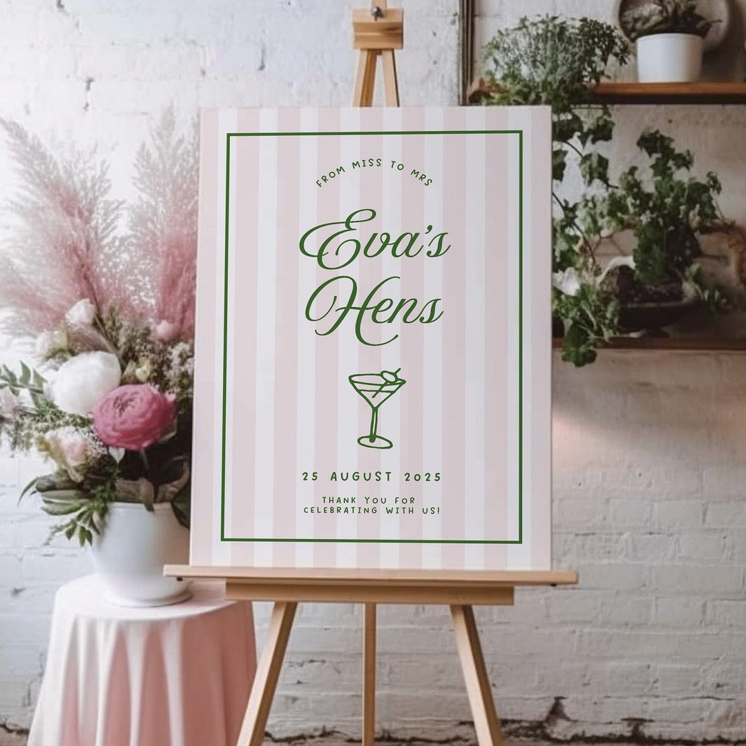 ROMY Editable Hens Night Welcome Sign Template, Hamptons Coastal ...