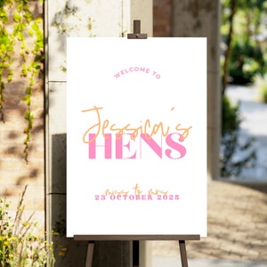 LANA Pink Orange Hens Party Welcome Sign | Instant Download | Editable ...
