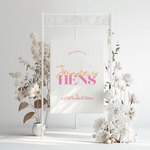 LANA Pink Orange Hens Party Welcome Sign | Instant Download | Editable ...