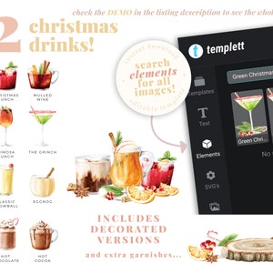 HOLLY Christmas Bar Drinks Sign, Cocktail Bar Sign Template, Printable ...