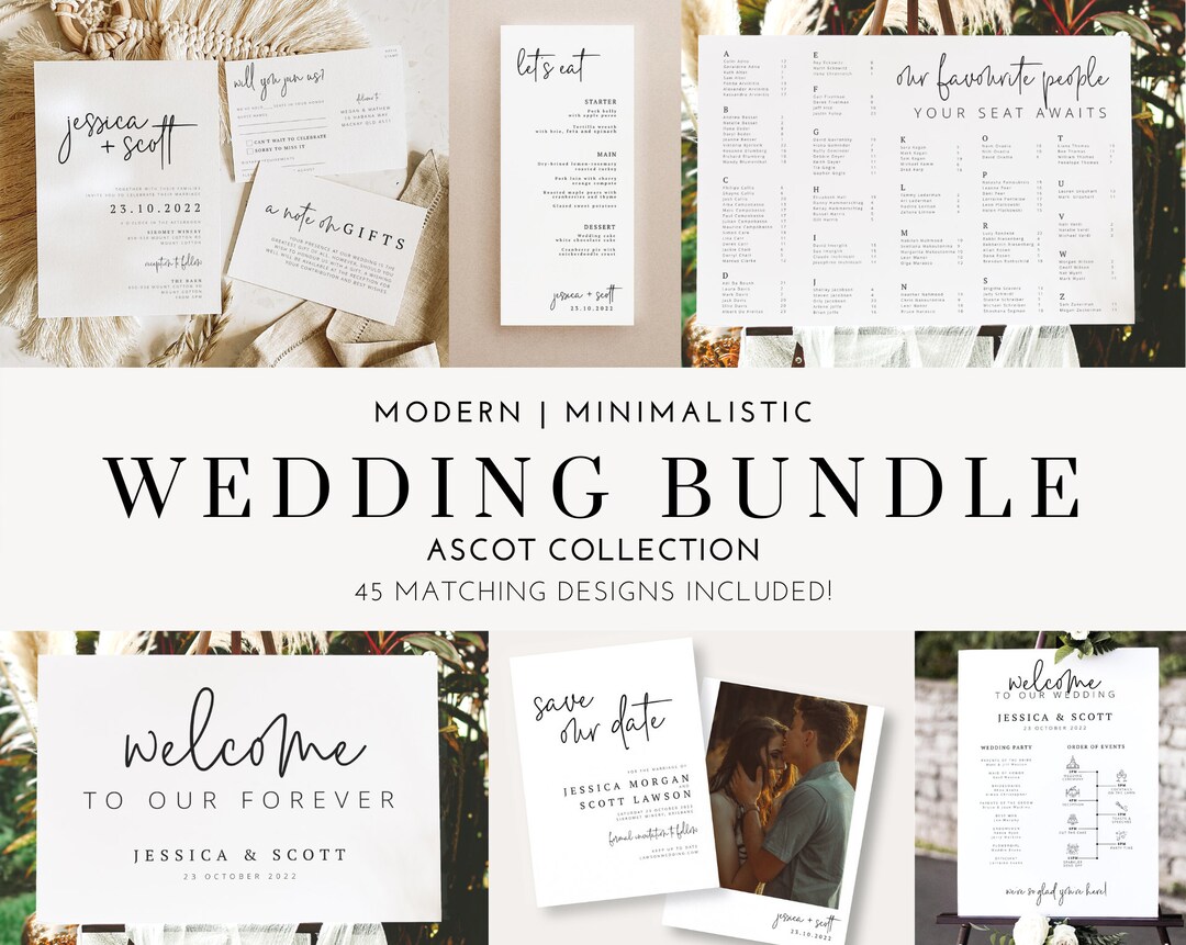 Modern Wedding Template Bundle, Elegant Modern Editable Wedding ...