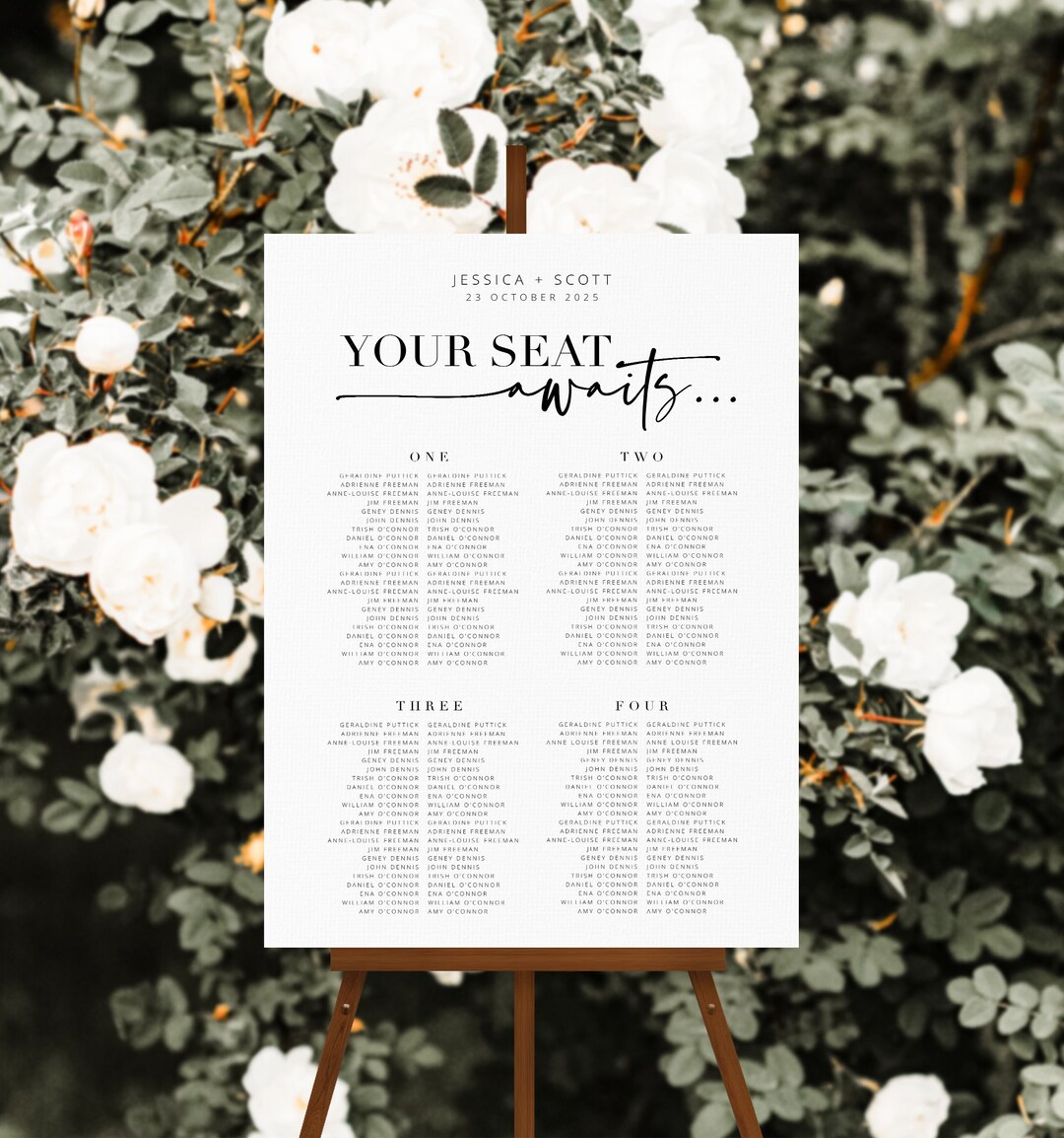 BRIBIE Long Table Seating Chart, Modern Wedding Seating Chart Template ...
