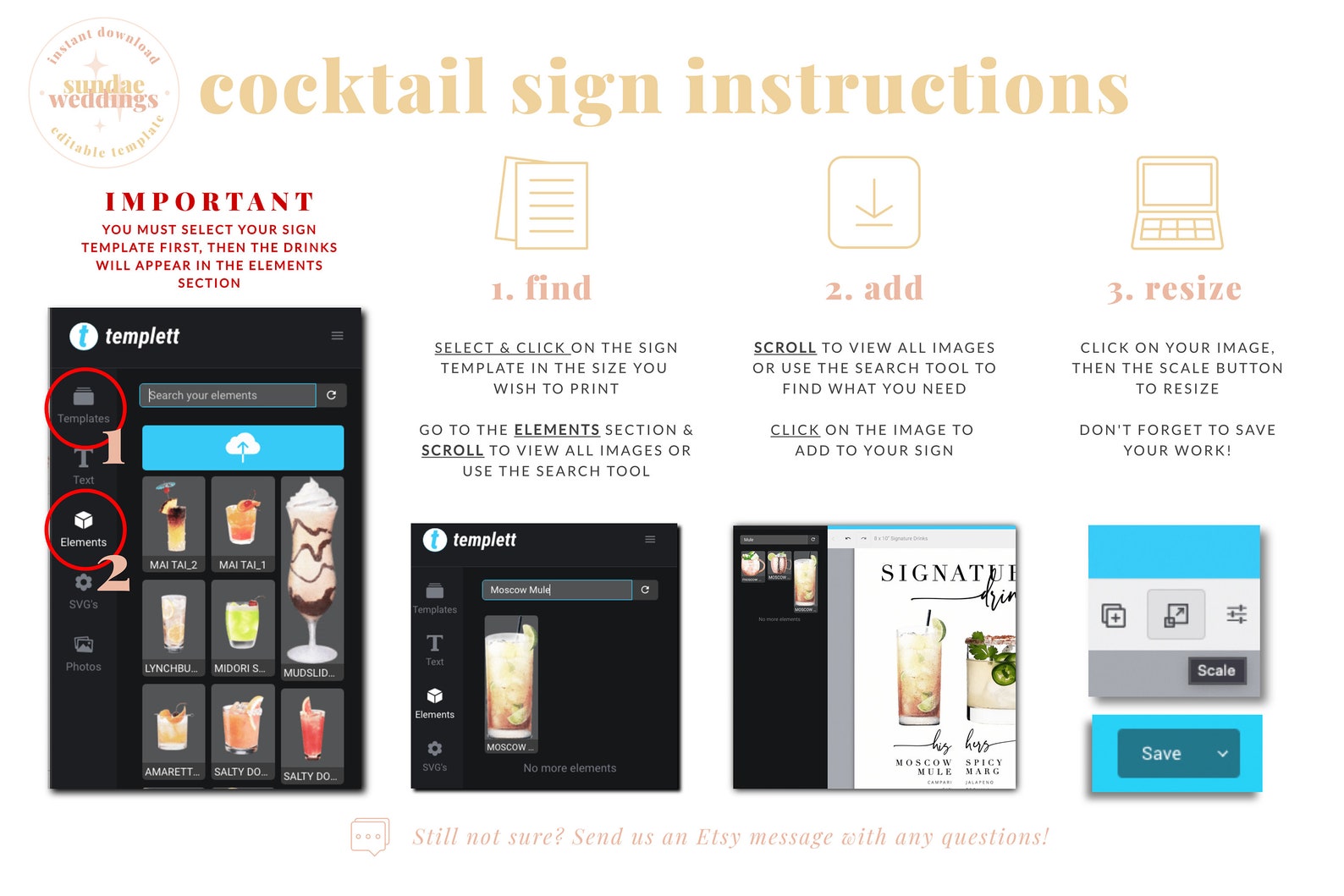 EMERSON Modern Wedding Signature Drinks Menu Cocktails Drinks - Etsy