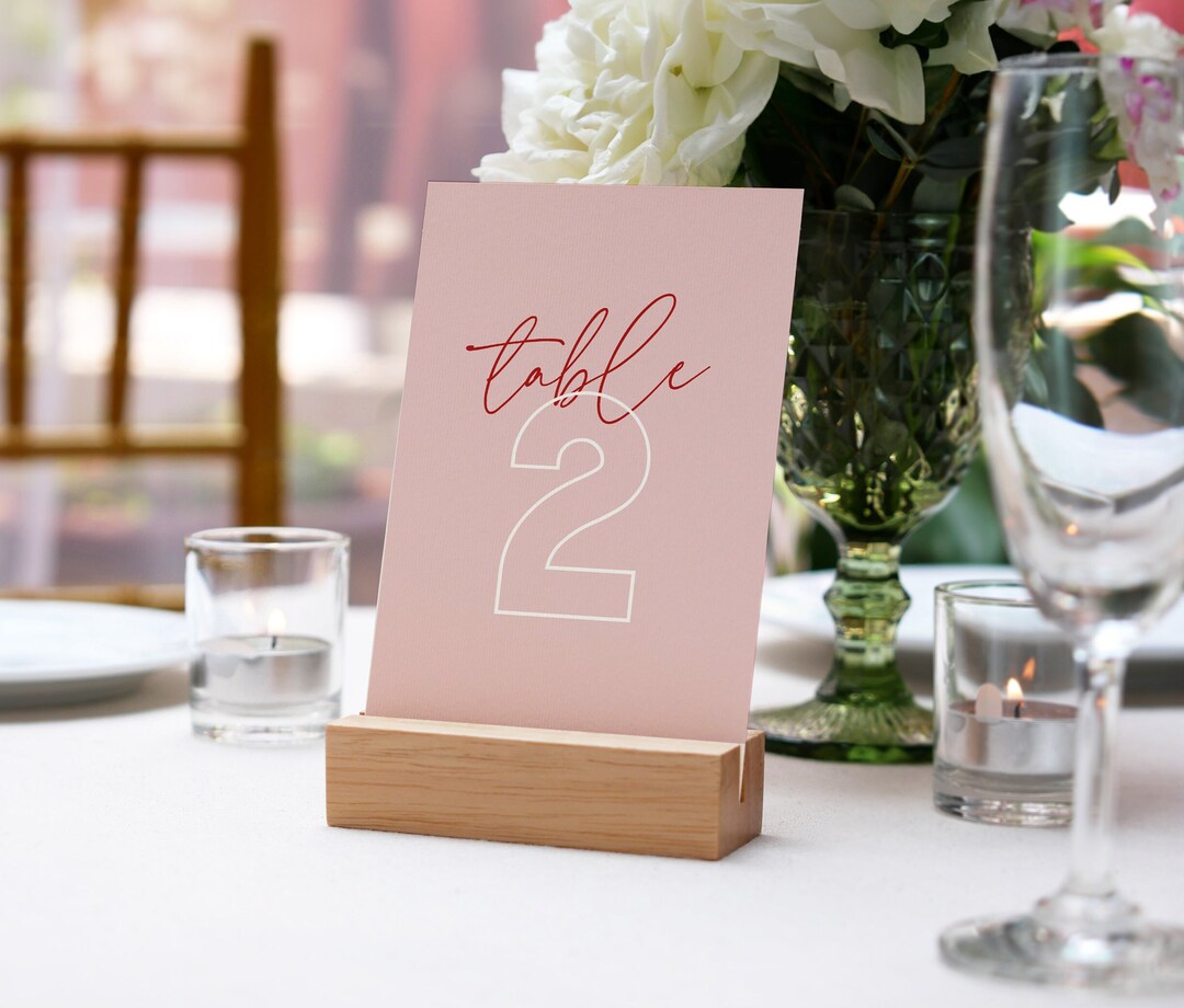 BRODY Pink Red Wedding Table Numbers Template, Pink Hen Shower Table ...