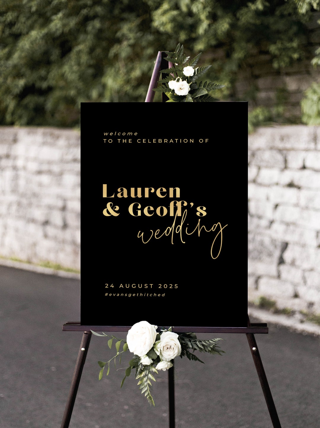 Minimal Black & Gold Wedding Welcome Sign Template, Welcome Sign ...