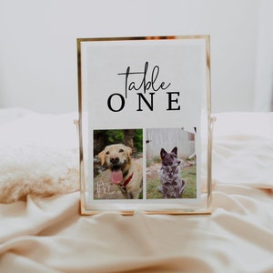ASCOT | Modern Wedding Dog Photo Table Numbers Template, Reception ...
