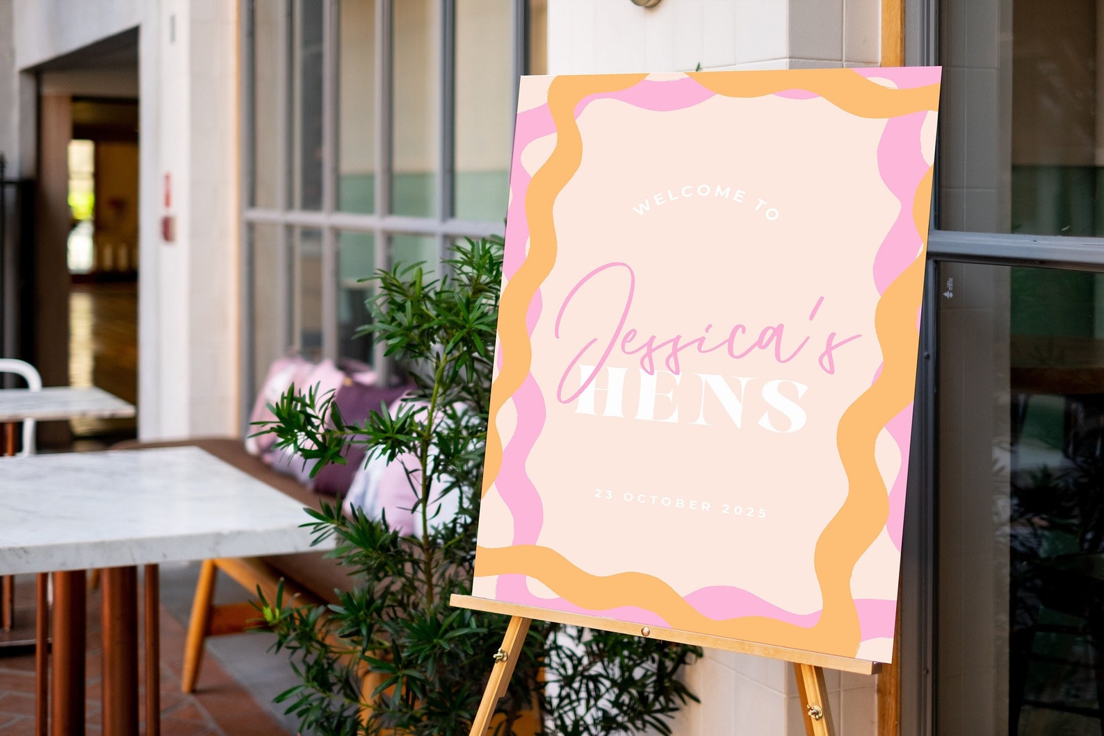 ANGEL Orange Pink Hens Party Welcome Sign Template Printable - Etsy ...