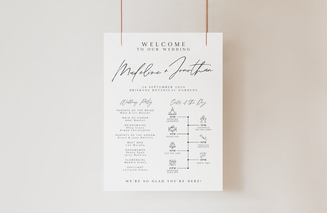 Calligraphy Wedding Ceremony Welcome Sign Template, Printable Order ...
