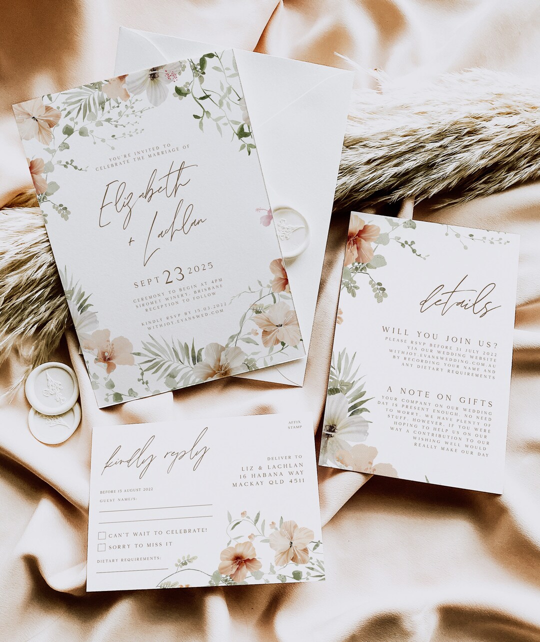 BALI Floral Wedding Invitation Suite Template, Floral Garden Wedding ...