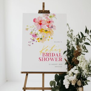 DAPHNE Summer Floral Bridal Shower Welcome Sign Template, Colourful ...