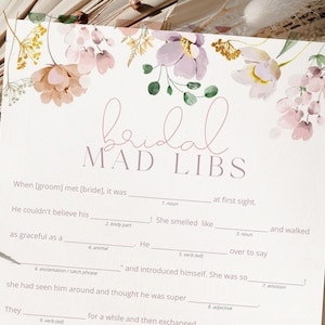 RUBY Mad Libs Game, Bridal Shower Game Template, Floral Garden Bridal ...