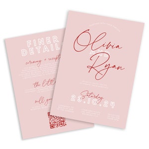 BRODY Pink Wedding Invitation Template, Printable Invitation, Instant ...