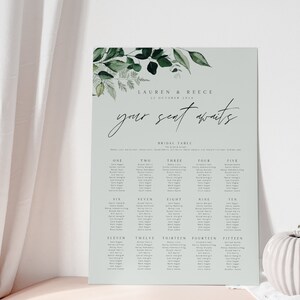 ALLURE Sage Botanical Wedding Seating Chart Template, Your Seat Awaits ...