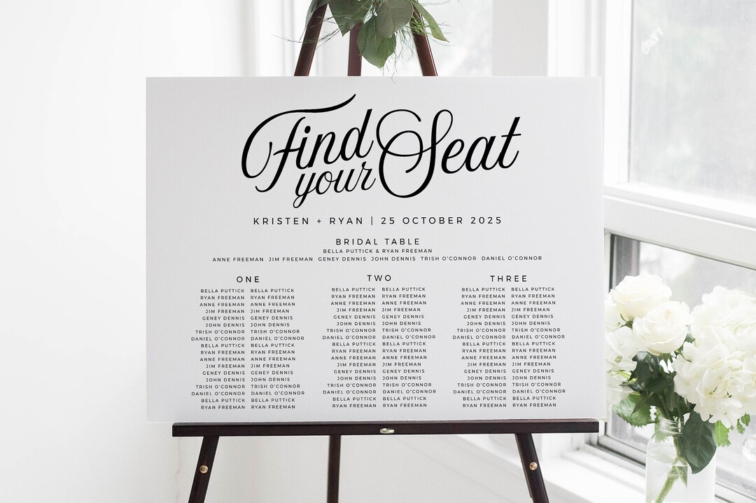 SOFIA Wedding Banquet Seating Chart Template, Long Tables Seating Plan ...