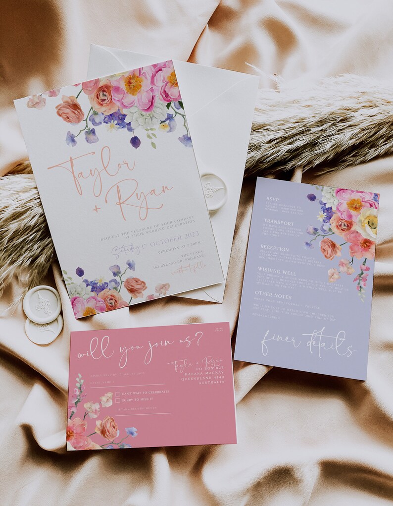 ELLA Spring Floral Wedding Invitation Suite Garden Floral - Etsy
