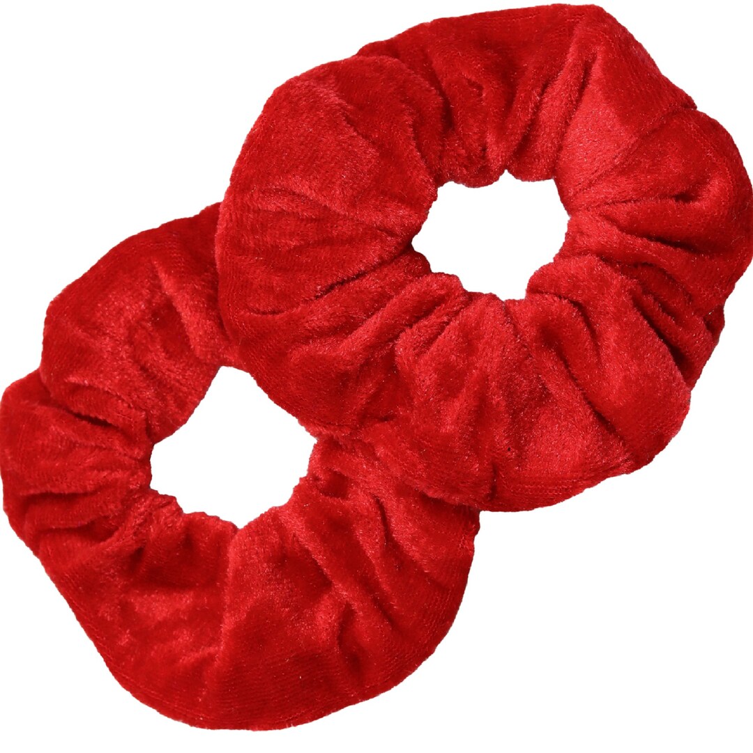 Red Scrunchies Velvet for Hair Cotton Hair Ties Pack Plain Scrunchie ...