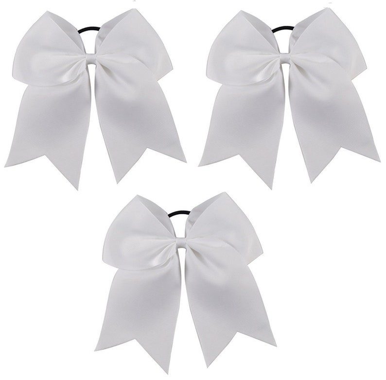 White Cheer Bows, White Cheer Bow, White Cheerleading Bows, White Hair ...
