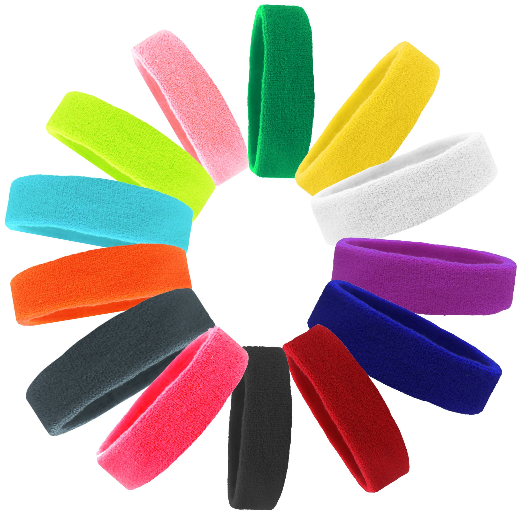 Sweatbands You Pick Colors & Quantity Terry Cotton Sports Headbands ...