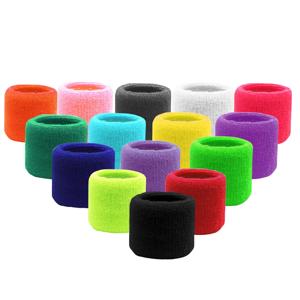 24 Pair Wrist Sweatbands Terry Cotton Sports Sweat Absorbing Workout ...