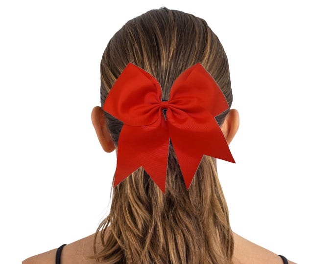Big Cheer Bows 7" Ribbon W Ponytail Hair Bow for Cheer Cheerleading ...