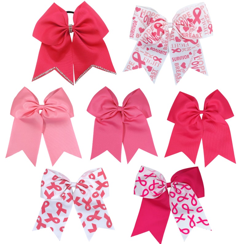 Breast Cancer Awareness Bows Big Pink Cheer Bows 7 Girls - Etsy