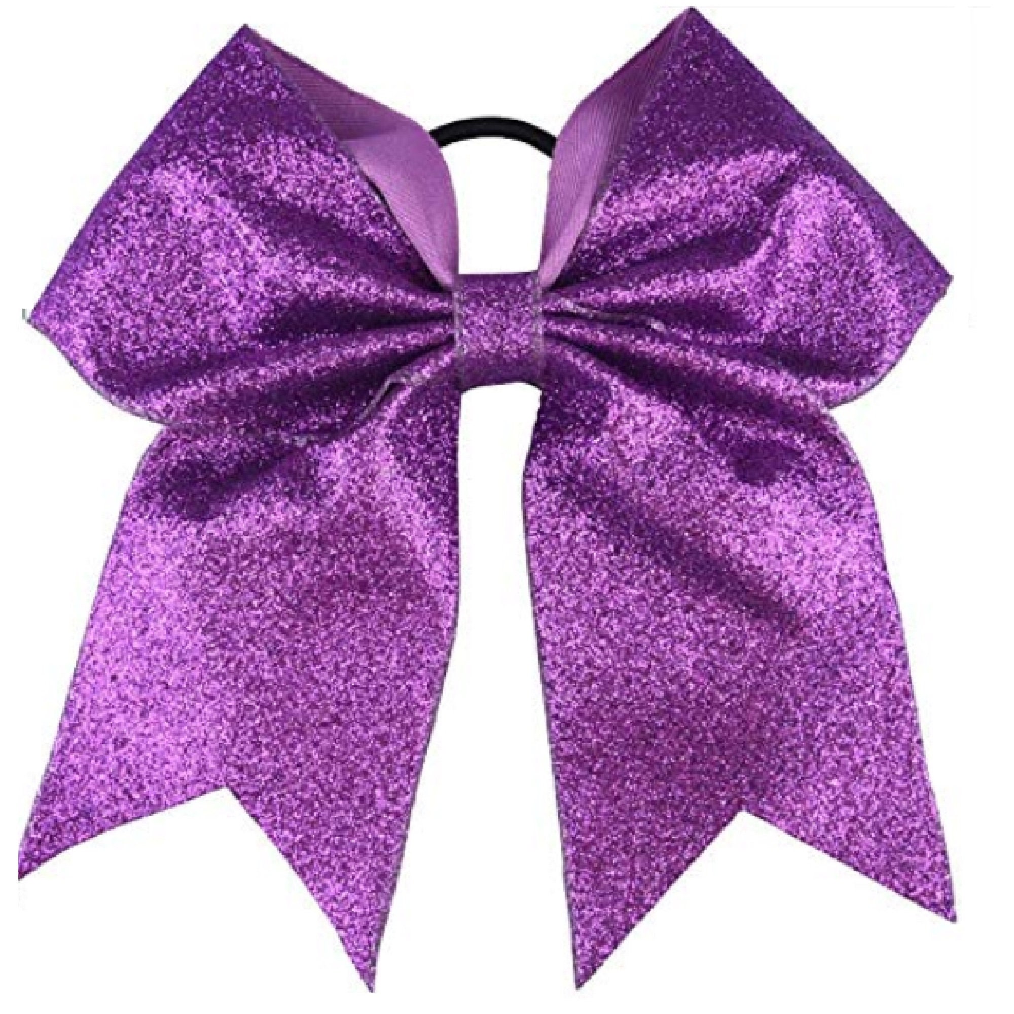 Big Purple Glitter Cheer Bows 6" Stiff Sparkly Hair Bow Ribbon Holder ...