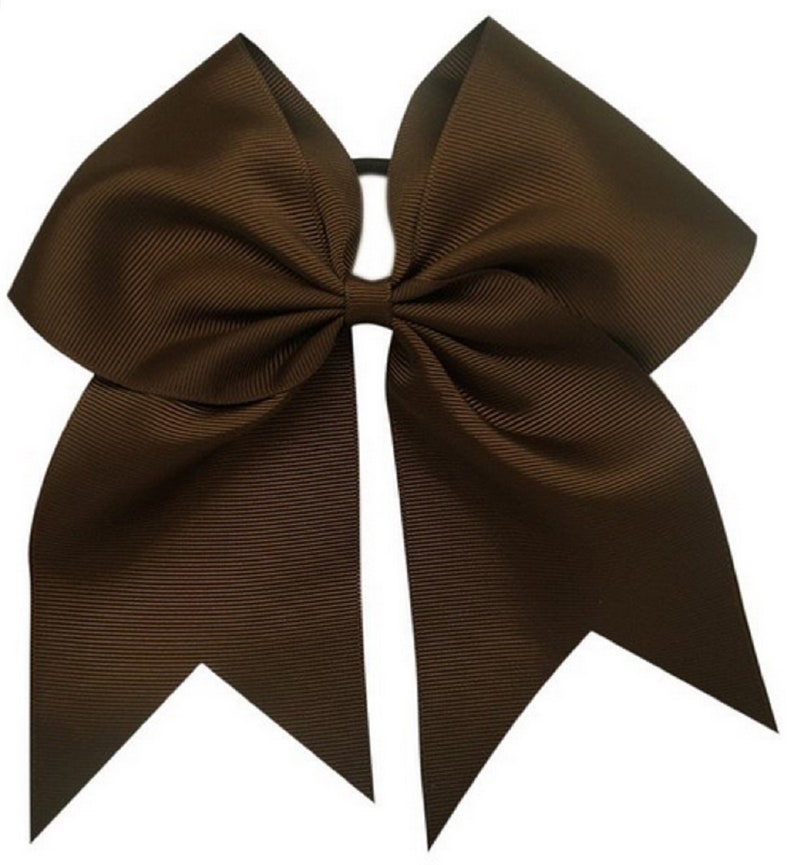 Big Brown Cheer Hair Bows 7" Ribbon W Ponytail for Girls Cheerleading ...