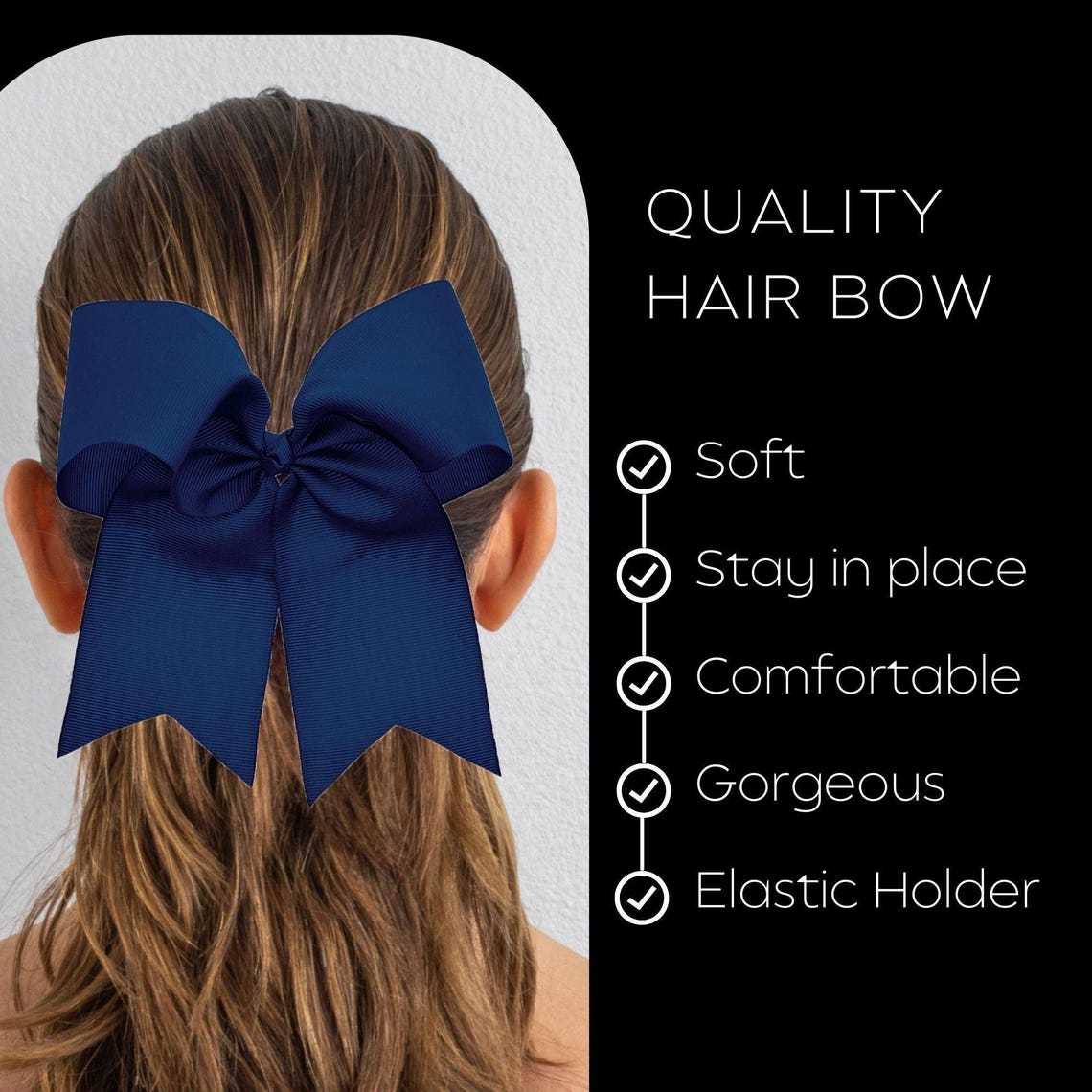 Navy Ponytail Cheer Bow - Etsy