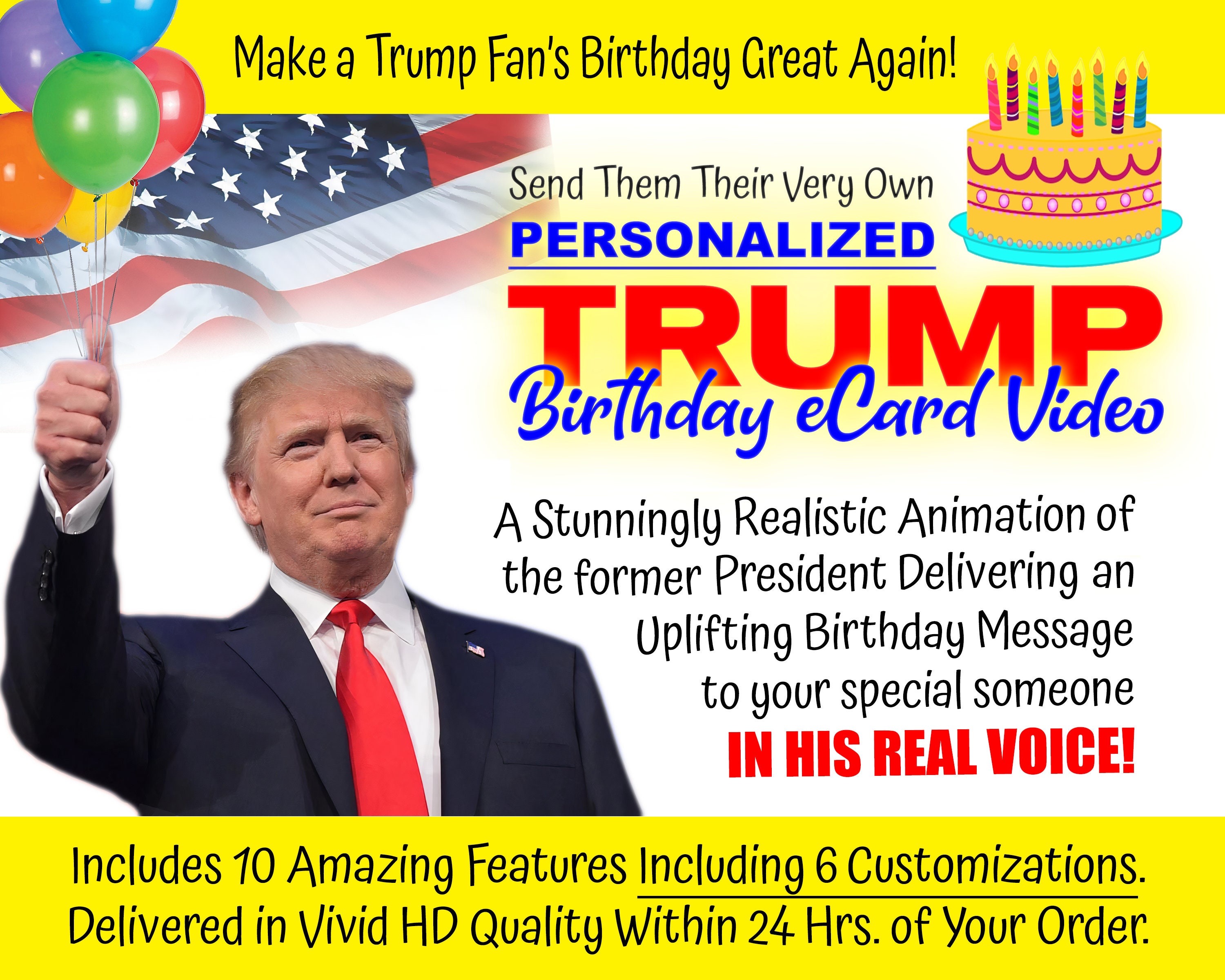 TALKING TRUMP Birthday Video Animated Donald Trump Wishes | Etsy