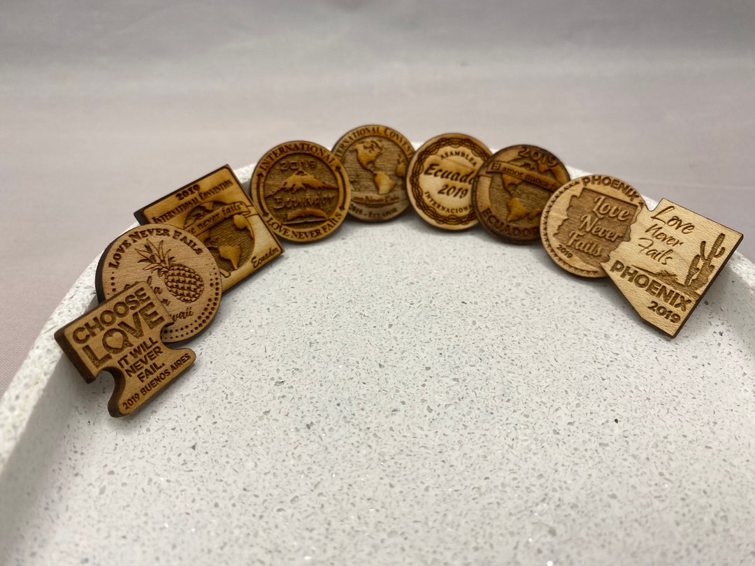 25 Pack-custom Wood Engraved Convention /lapel Pins - Etsy