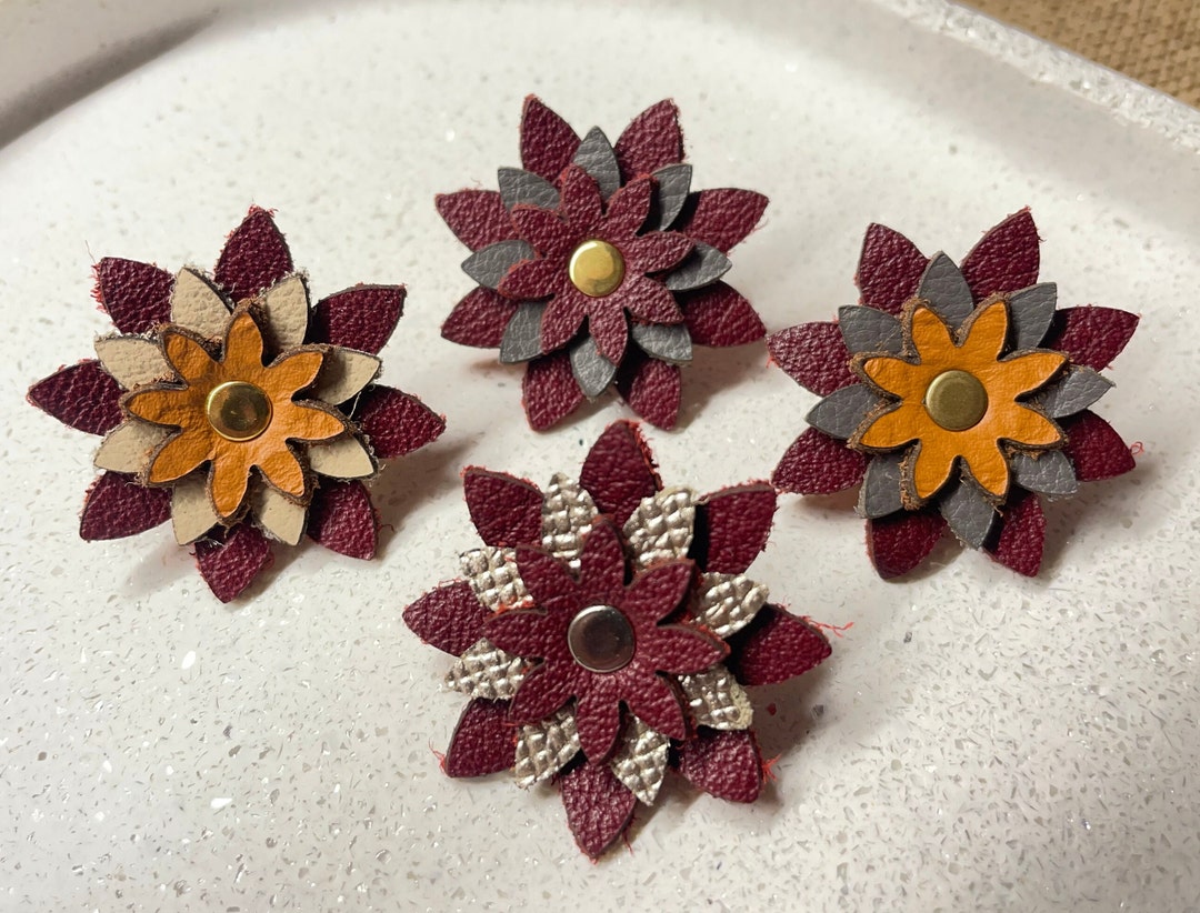 Genuine Leather Flower Lapel Pins - Etsy