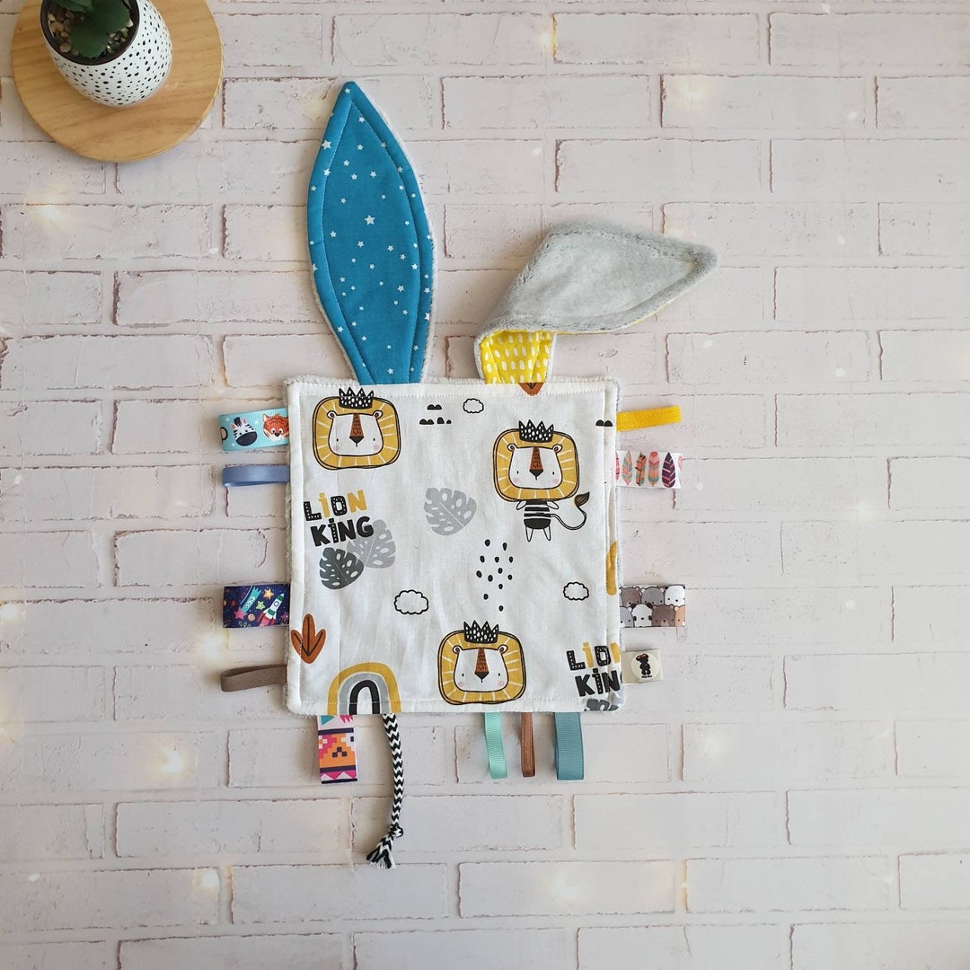 Taggy Blanket, Bunny Lovey,minky Tag Toy, Baby Blanket, Ribbon Blanket ...