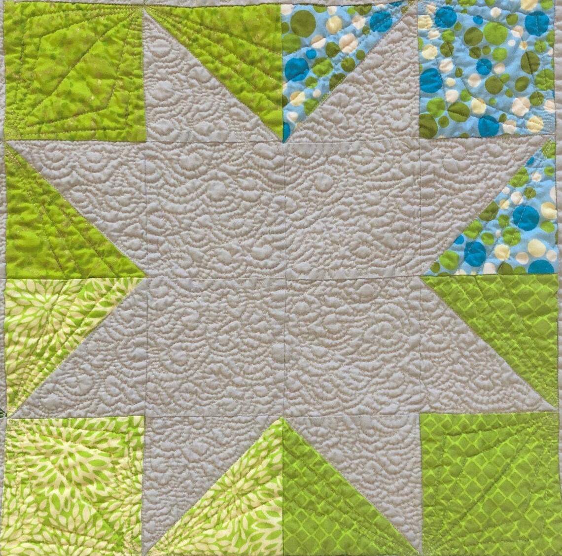 Handmade, Green and Gray, Star Baby Quilt - Etsy