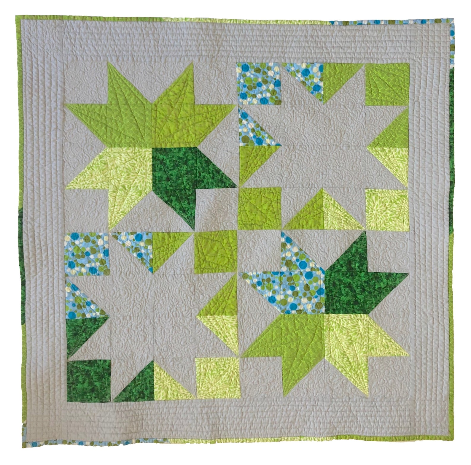 Handmade, Green and Gray, Star Baby Quilt - Etsy