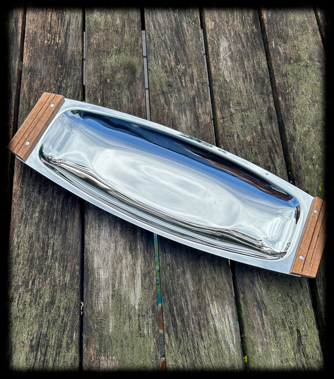 Vintage Kromex Chrome Appetizer Tray – Teak Handles, Danish Modern - Etsy