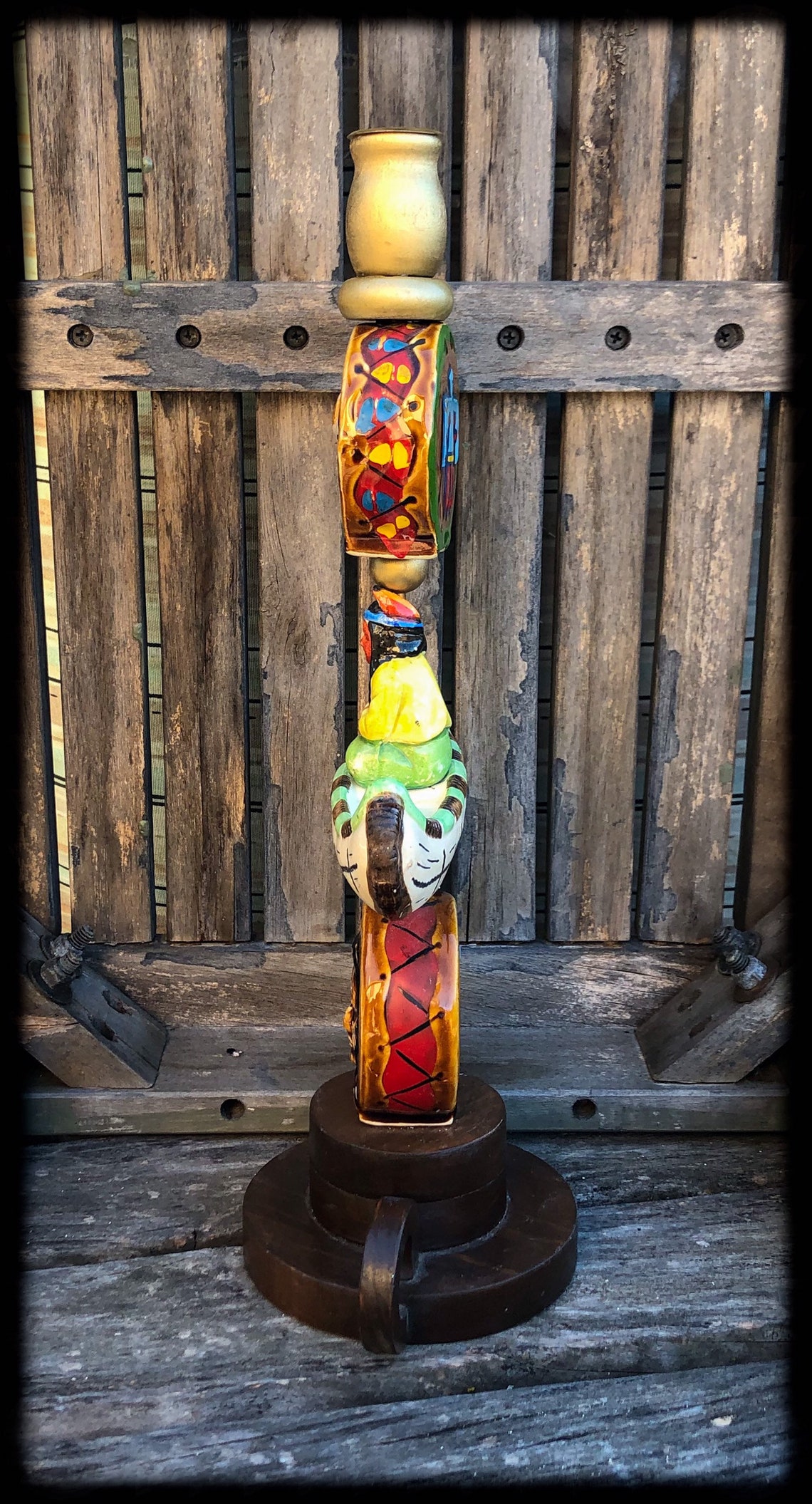 Candlestick Totem Pole Native American Themed Made From Vintage Salt ...