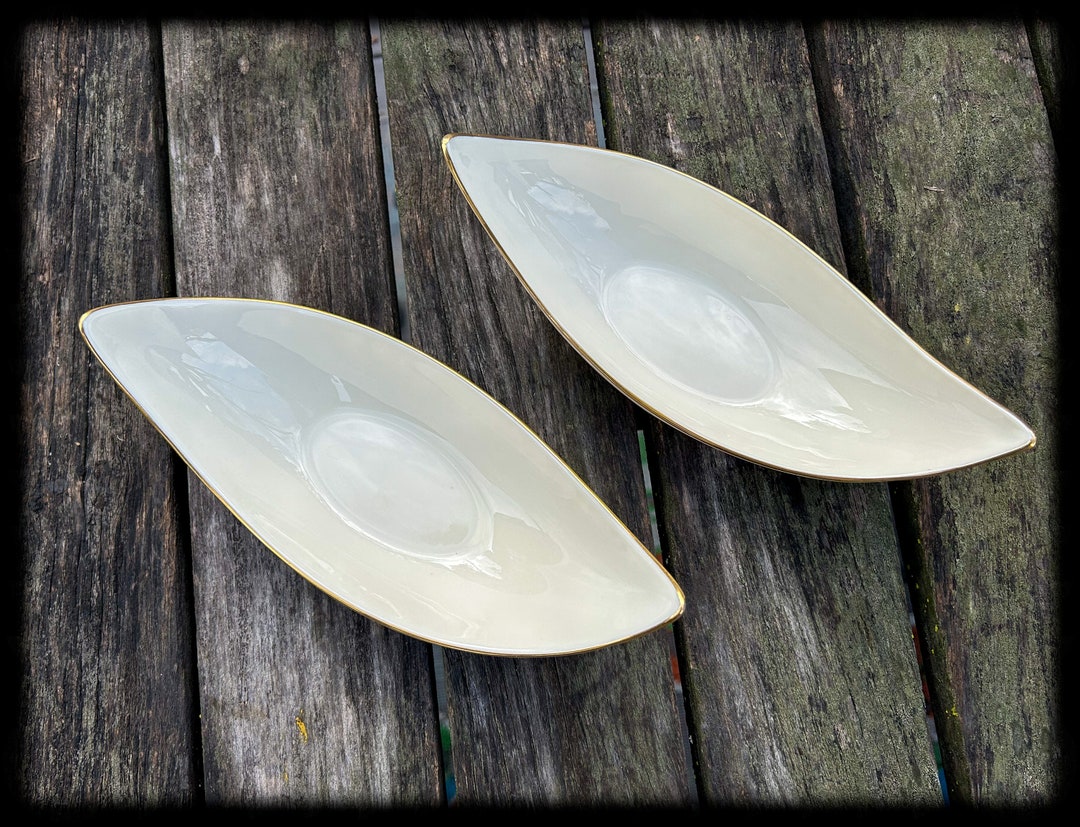 Vintage Set Mid-century "lenox Olympia" Boomerang Dishes - Ivory Dishes ...