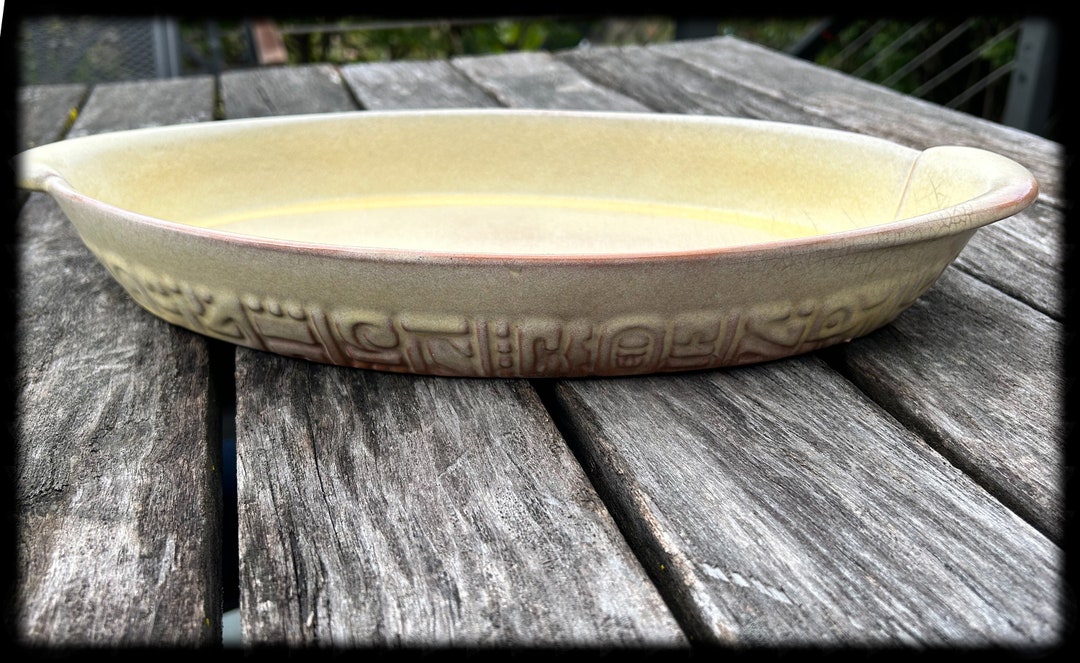 Frankoma Pottery Mayan-aztec Series, Tray With Tab Handles "7q" Desert Gold, 13 Inches ...