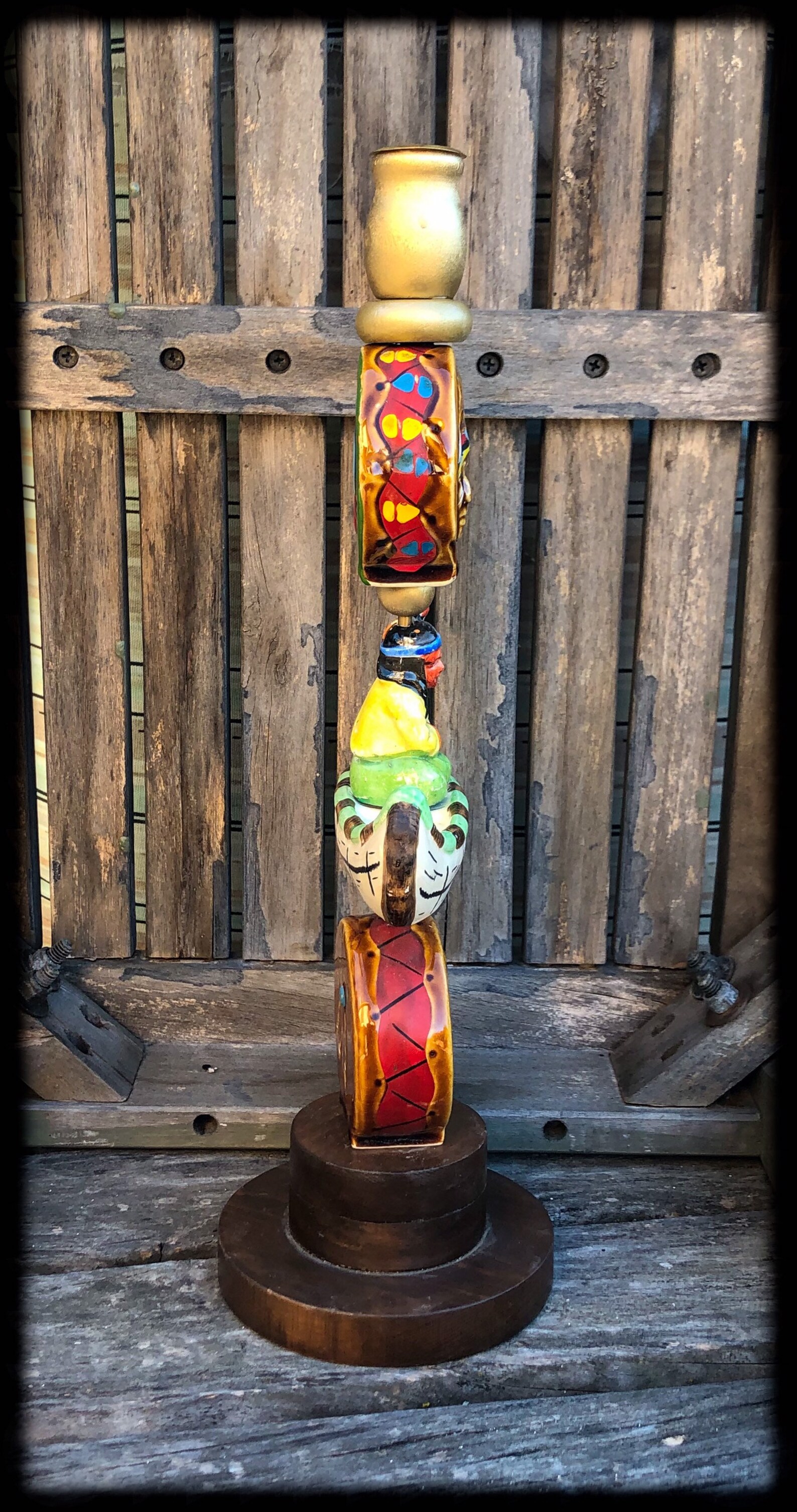Candlestick Totem Pole Native American Themed Made From Vintage Salt ...