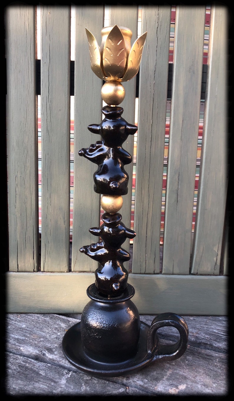 Vintage Candlestick Totem Pole musicians Are Pigs or - Etsy