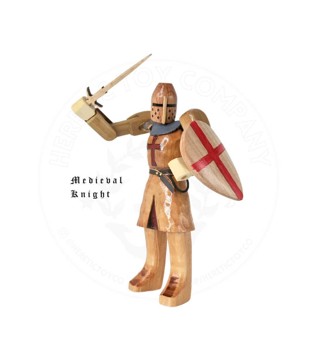 Wooden Medieval Knight Action Figure, Handmade Toy, Eco-friendly Gifts ...