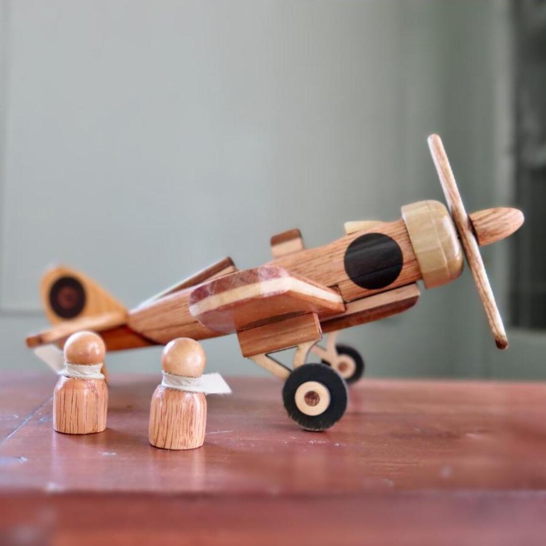 Wooden Toy Airplane, Ball Bearing Propeller, Magnetic Toy, Removable ...