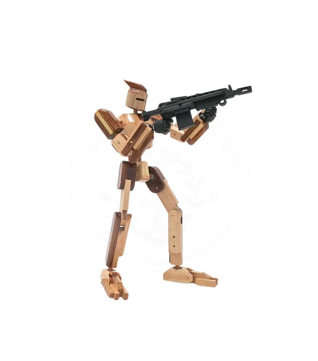 Wooden Toy, Wooden Robot, Wooden Action Figure, Handcrafted Toy With ...