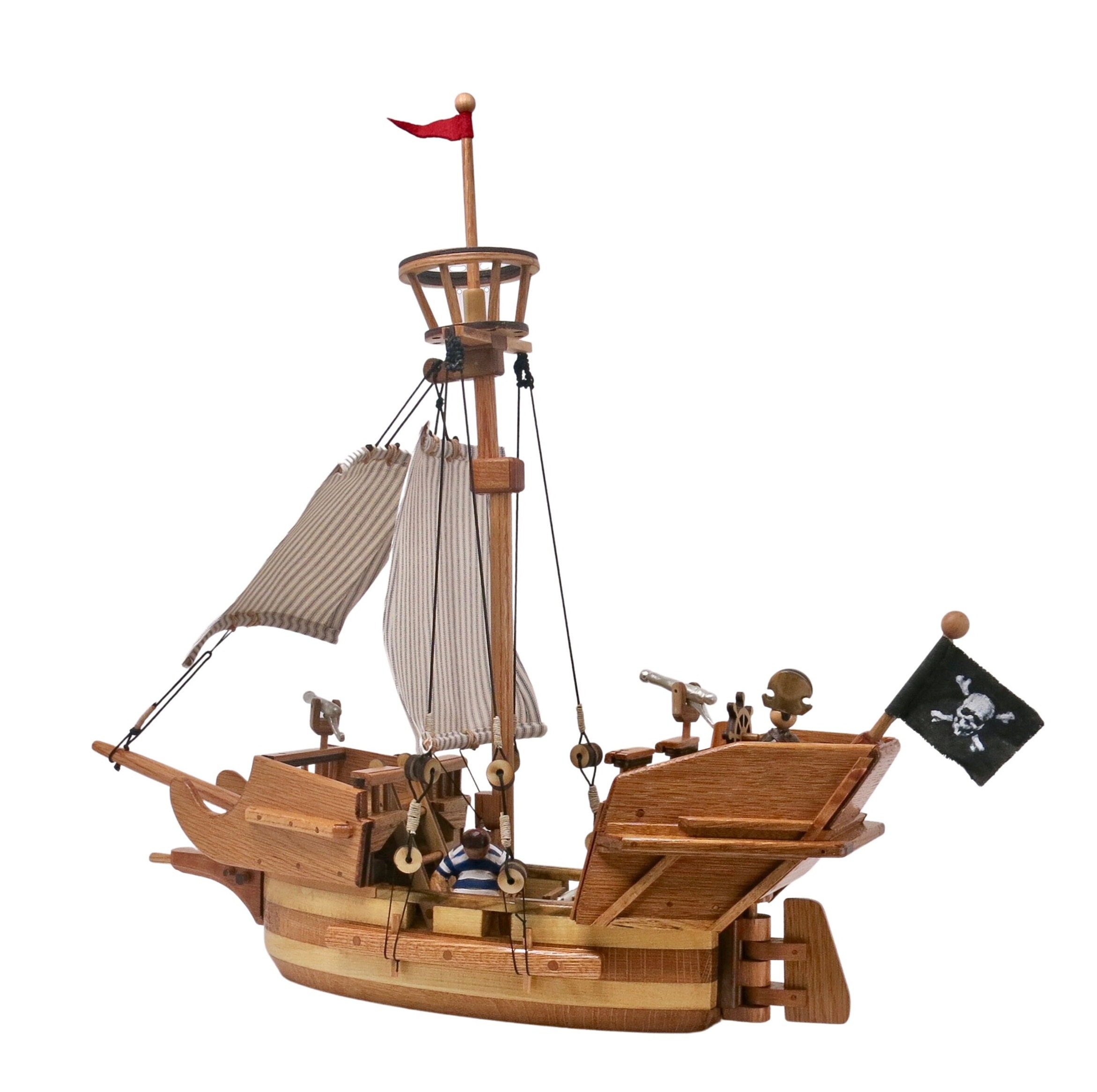 Pirate Wooden Toy Ship, Boat Toy Handcrafted Sturdy Design Eco-friendly ...